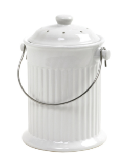 Norpro Nordic White Ceramic Compost Keeper - 8 in x 10-1/2 in