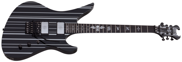 Schecter 1740 Synyster Custom Guitar, Gloss Black w/Silver Pin Stripes