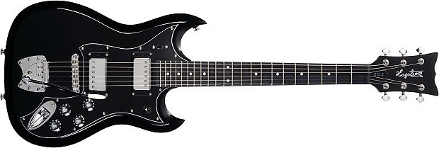 Hagstrom HIIN-BLK-U Retroscape Electric Guitar, Black Gloss