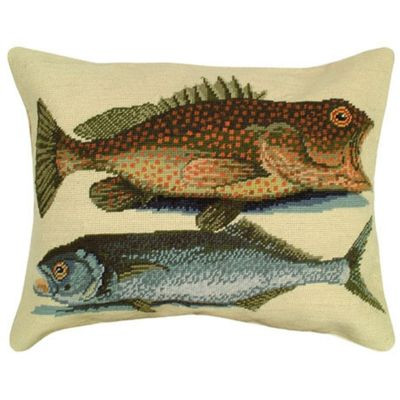Shop Parrot Fish Needlepoint Pillow For Your Coastal Home | Nautical ...