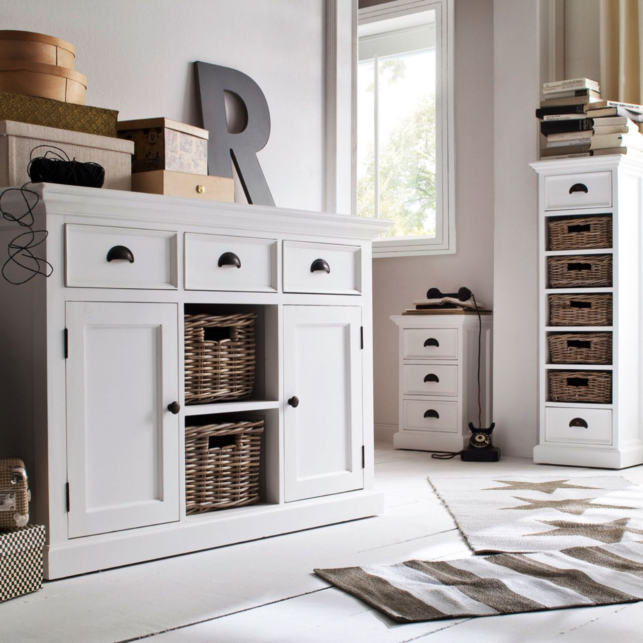 Buy Classic Cottage Buffet Cabinet with Sliding Doors For Your Coastal ...