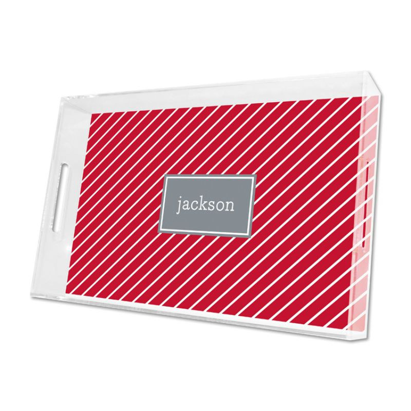 Buy Awning Stripe Navy Lucite Tray in Three Sizes For Your Coastal Home ...