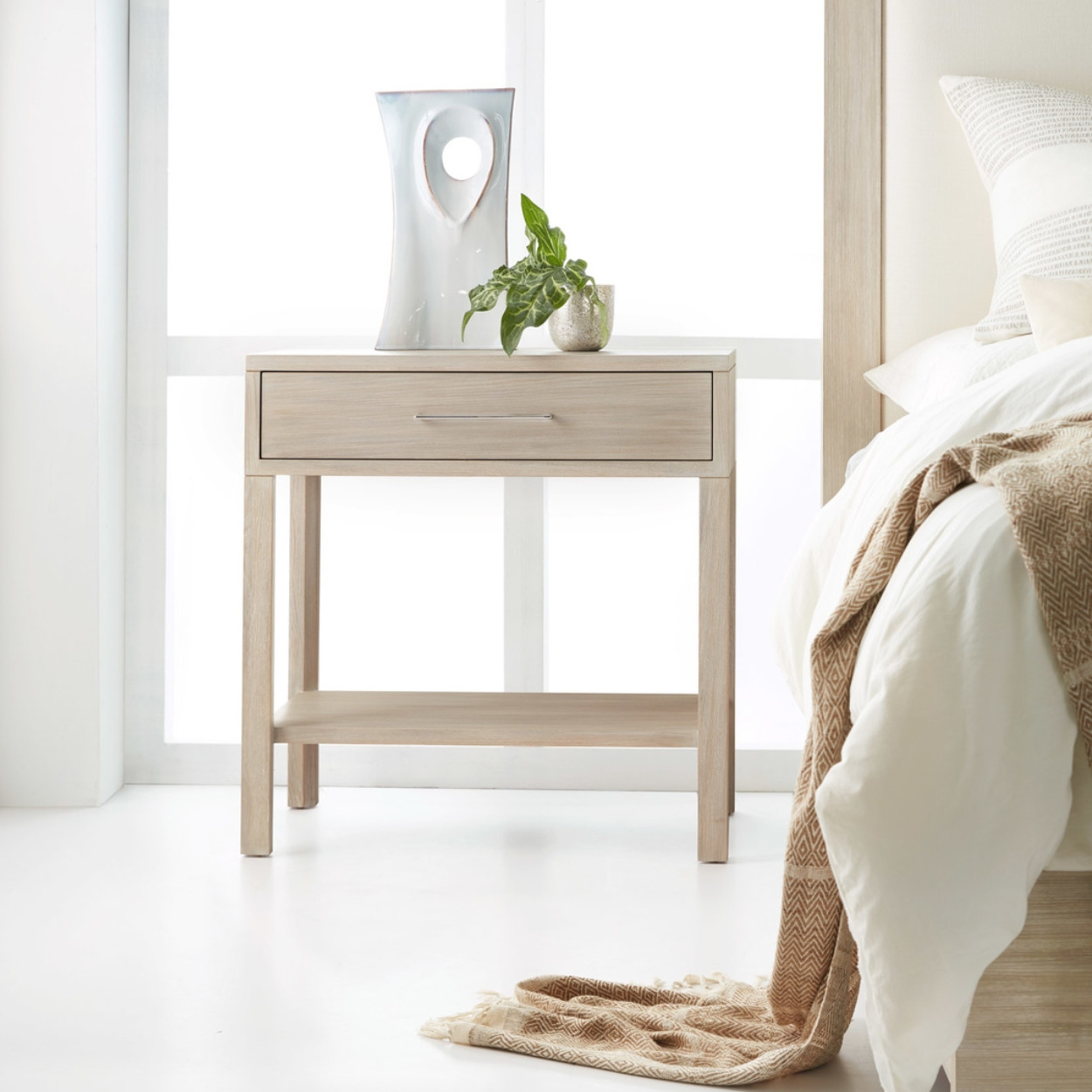 Buy Ribbed Bedside Table With Shelf-Antique Grey For Your Beach House ...