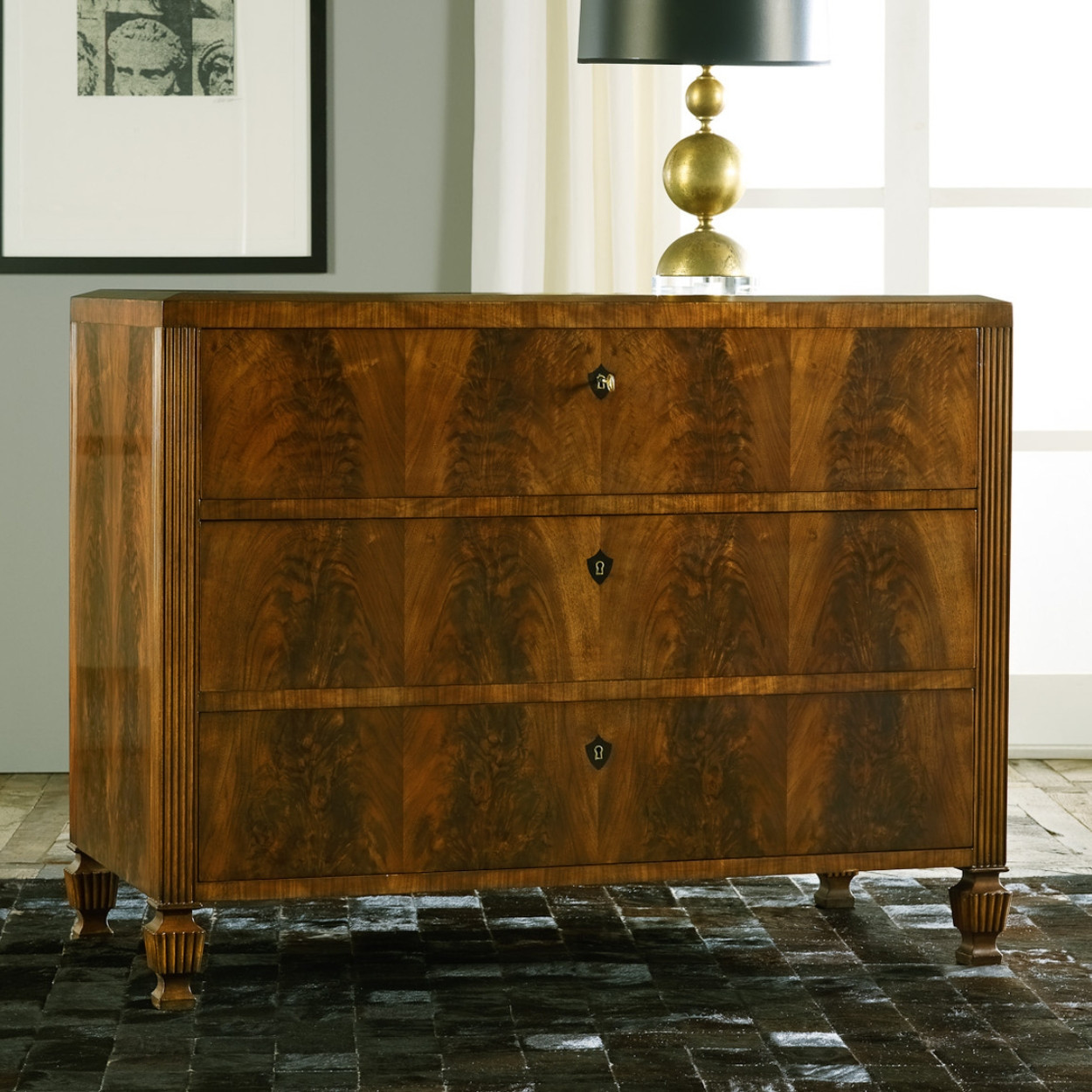Shop Two Drawer Concave Burl Commode For Your Coastal Home | Coastal ...