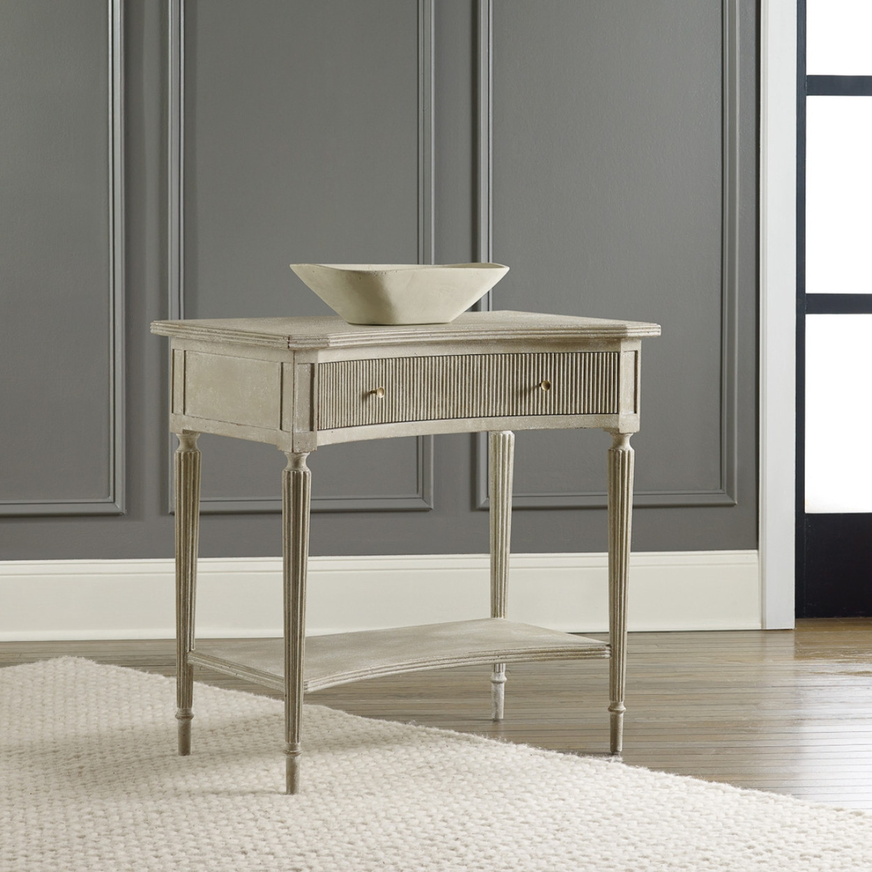 Buy Ribbed Bedside Table With Shelf-Antique Grey For Your Beach House ...