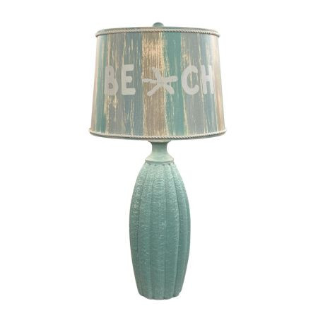 Weathered Shaded Cove Fluted Table Lamp w/ Beach Stripe Shade