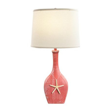 Weathered Coral Oval Genie Pot w/ Large Starfish Accent