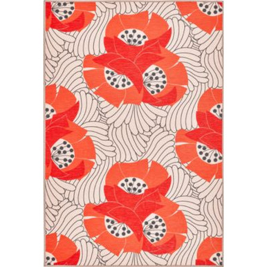 Buy Japanese Poppy Multi Machine Washable Rug For Your Coastal Home ...