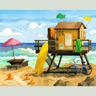 Beach Day beach art print for Sale - Cottage & Bungalow