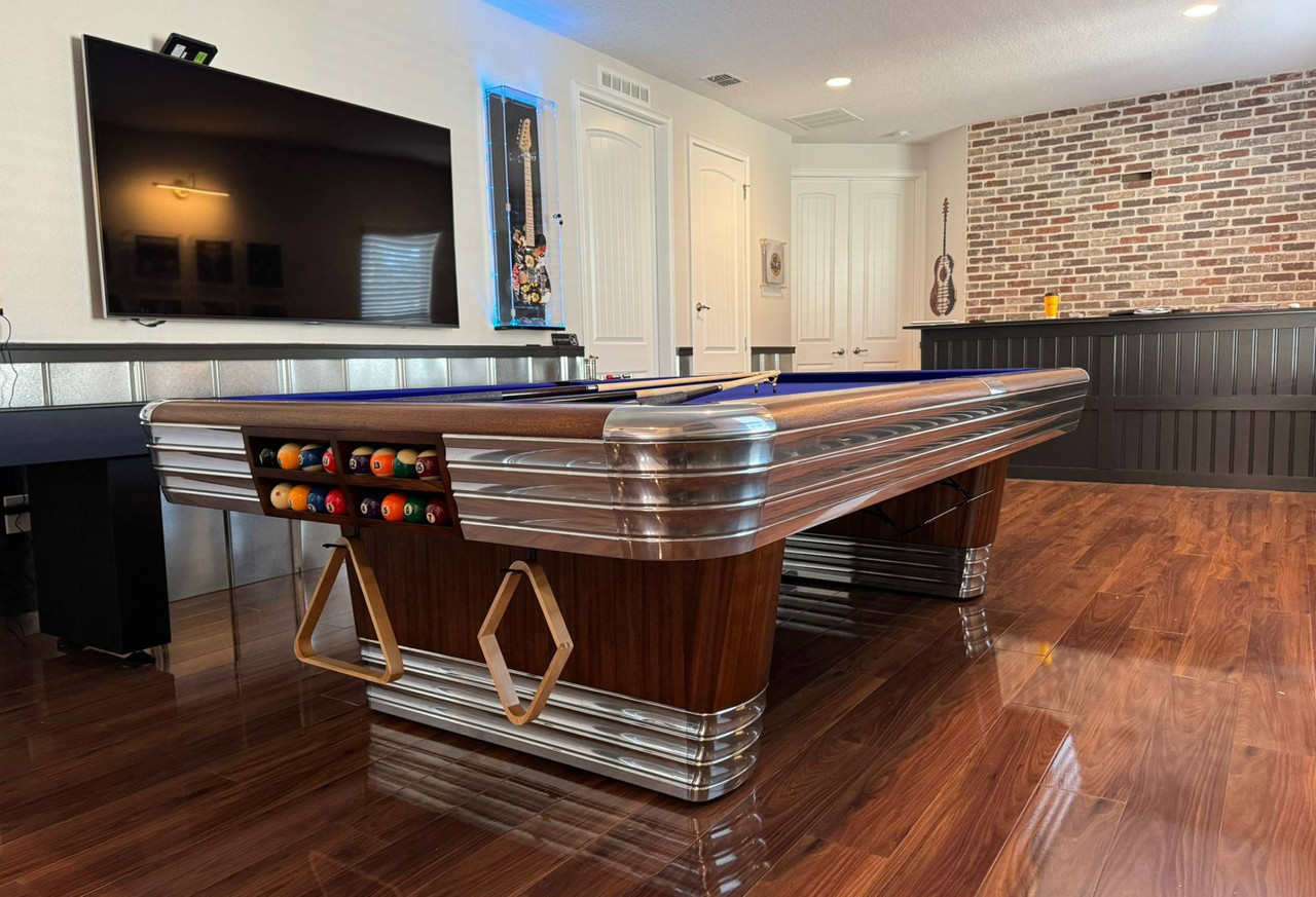 Brunswick Centennial Slate Pool Table - Polished Aluminum | Sawyer Twain