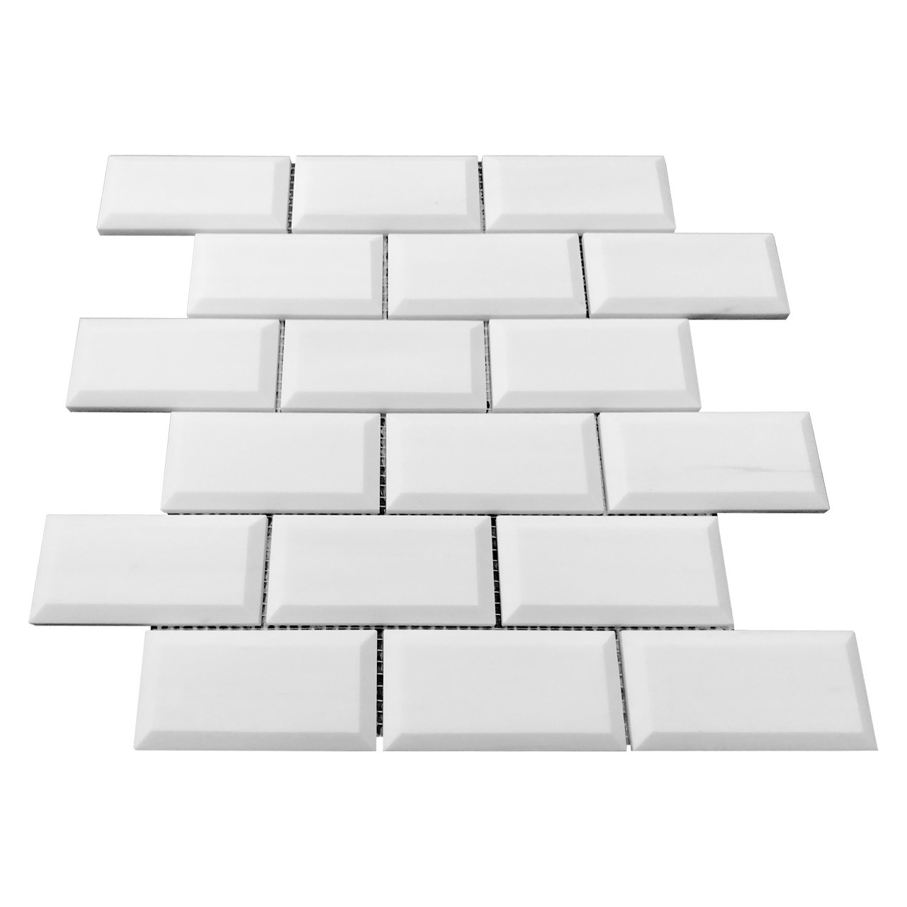 Dolomite Marble 2x4 Wide Bevel Mosaic Tile Honed