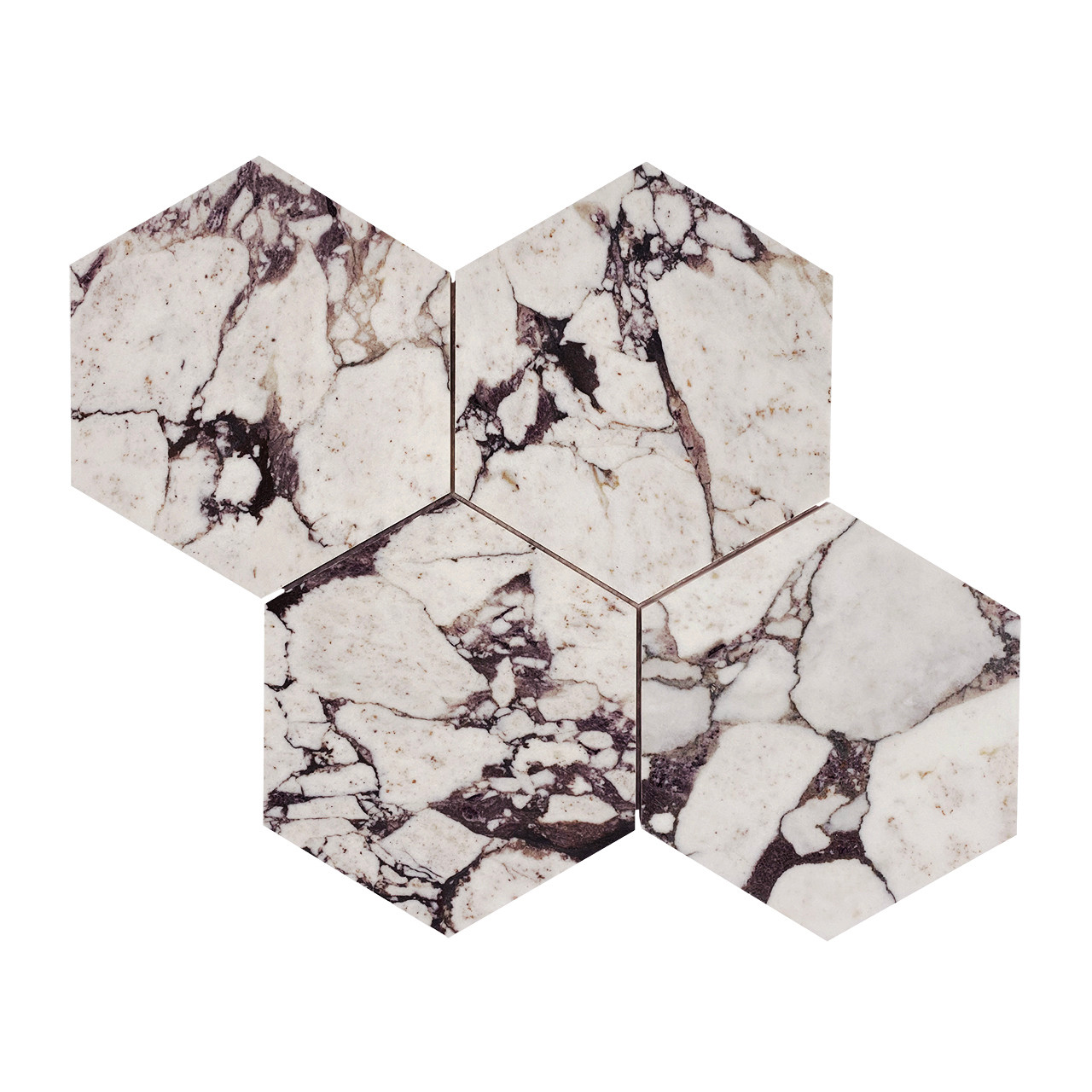 Calacatta Viola Marble 7" Hexagon Mosaic Tile Polished