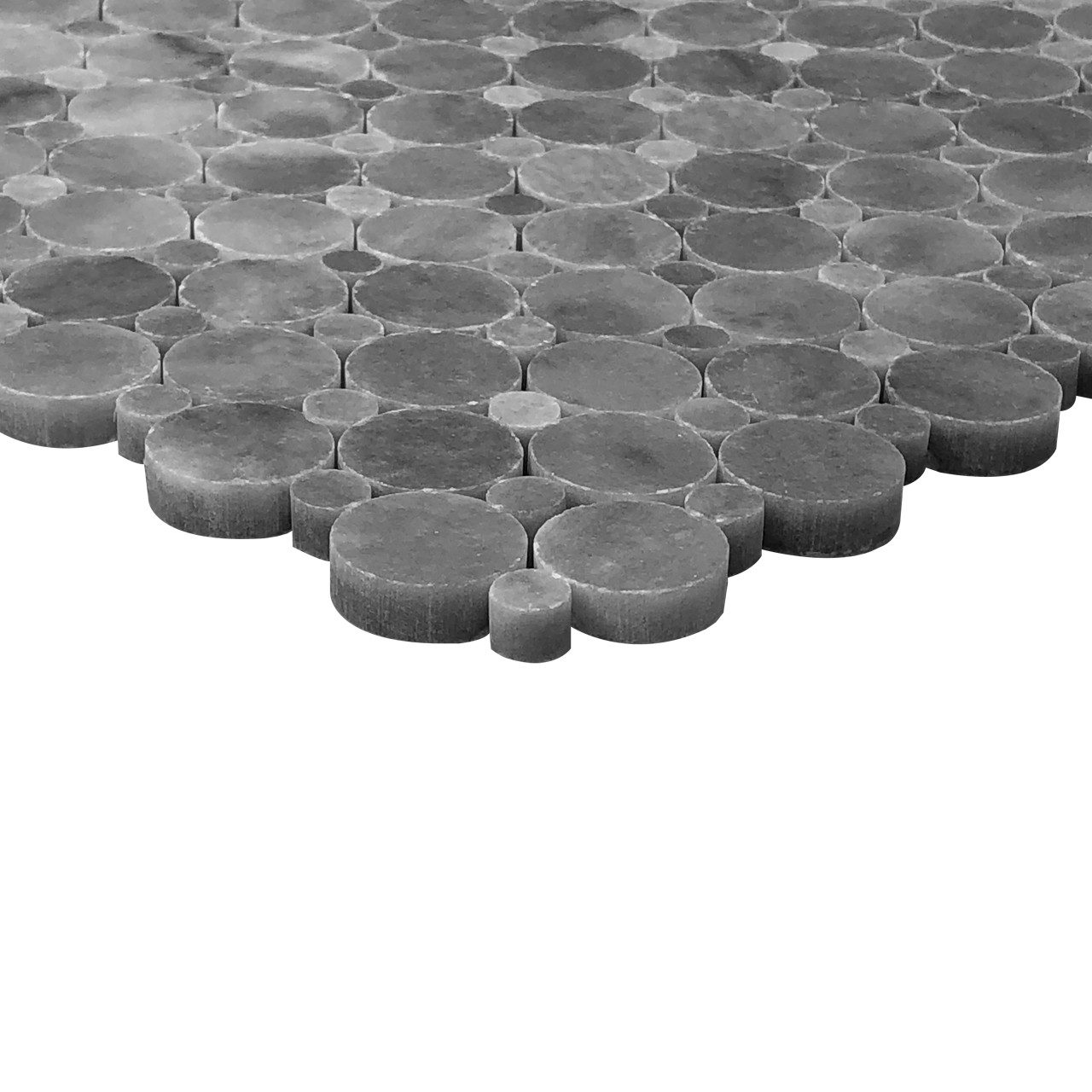 Bardiglio Gray Marble Penny Circles Mosaic Tile Honed