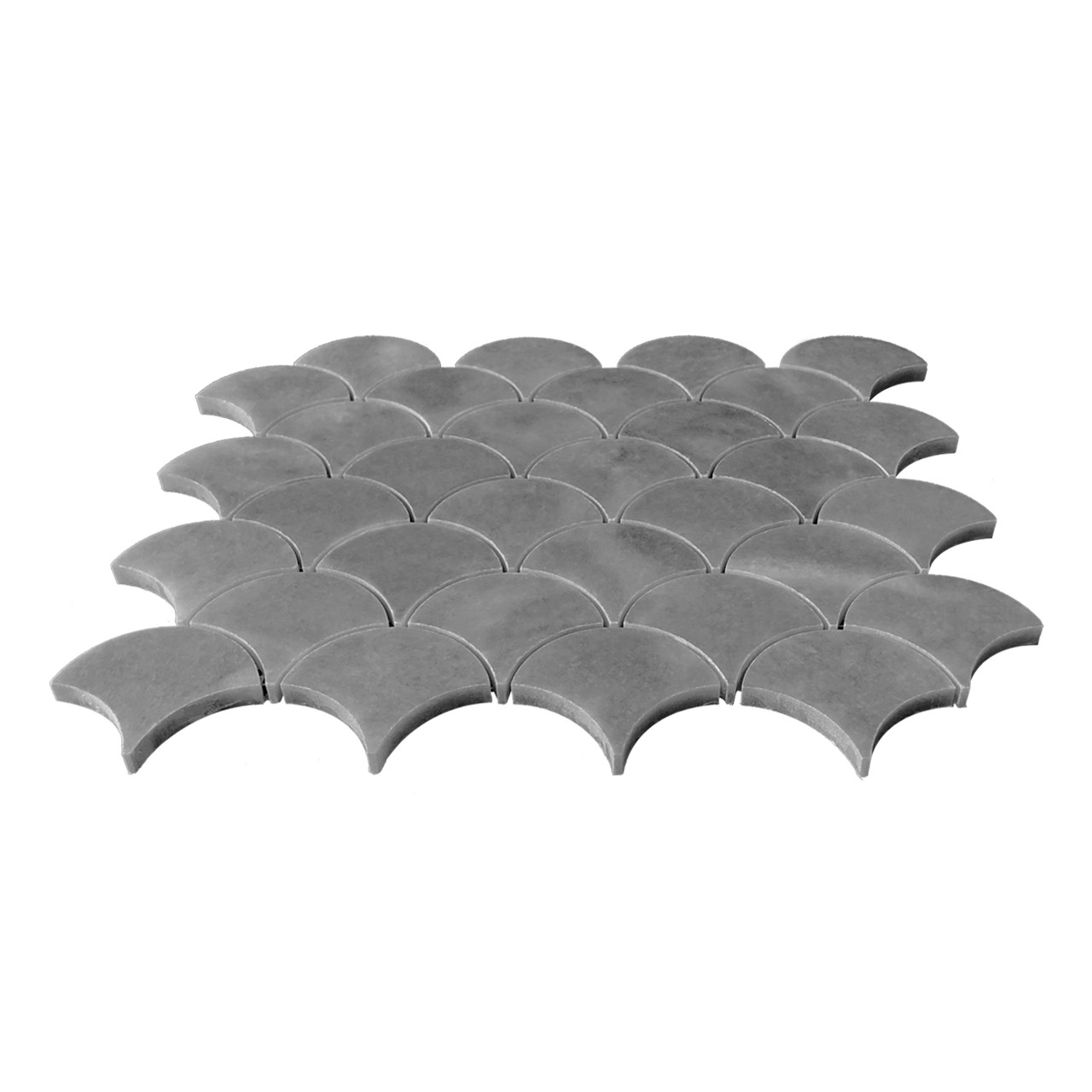 Bardiglio Fish Scale Fan Shaped Mosaic Tile