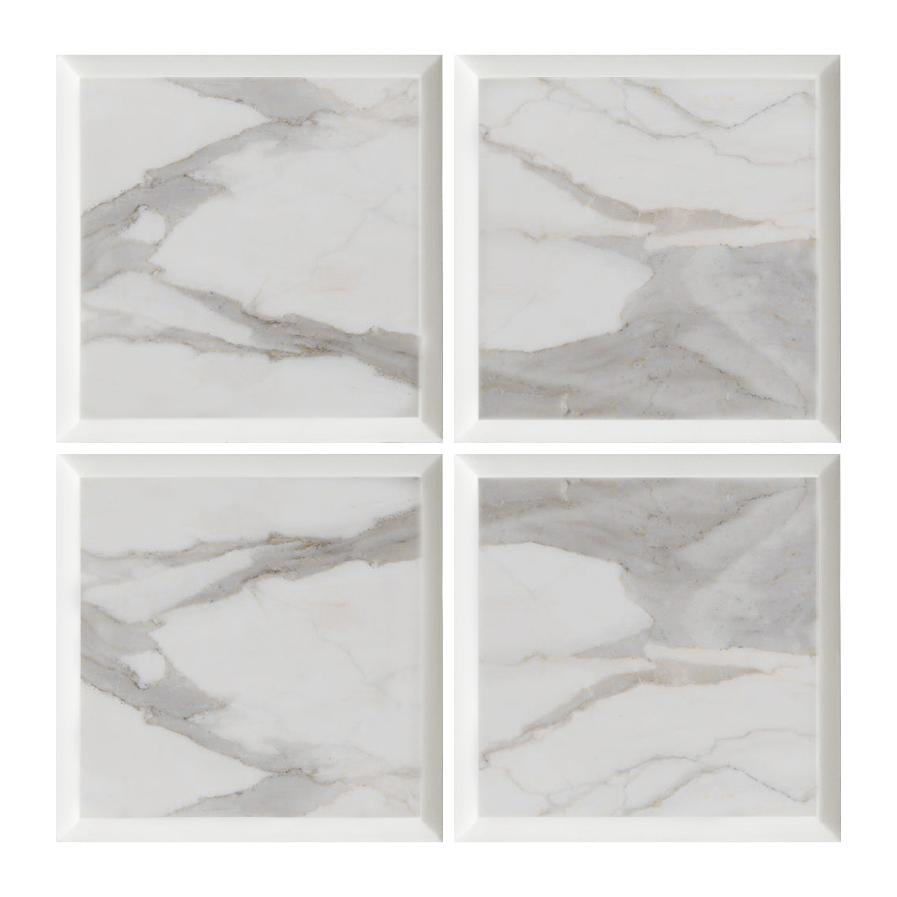 Calacatta Gold Italian Marble 4x4 Subway Tile Beveled Polished