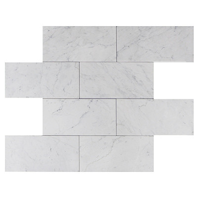 6" x 12" Carrara White Marble Subway Tile Honed