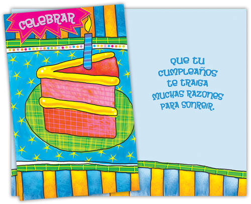 01011 six Spanish birthday general greeting cards with six envelopes ...