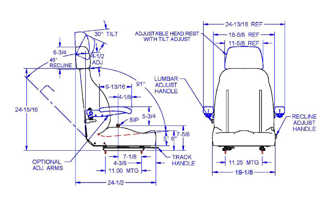 Seats Inc C1211 Deluxe reclining with headrest black ink vinyl - Seat ...