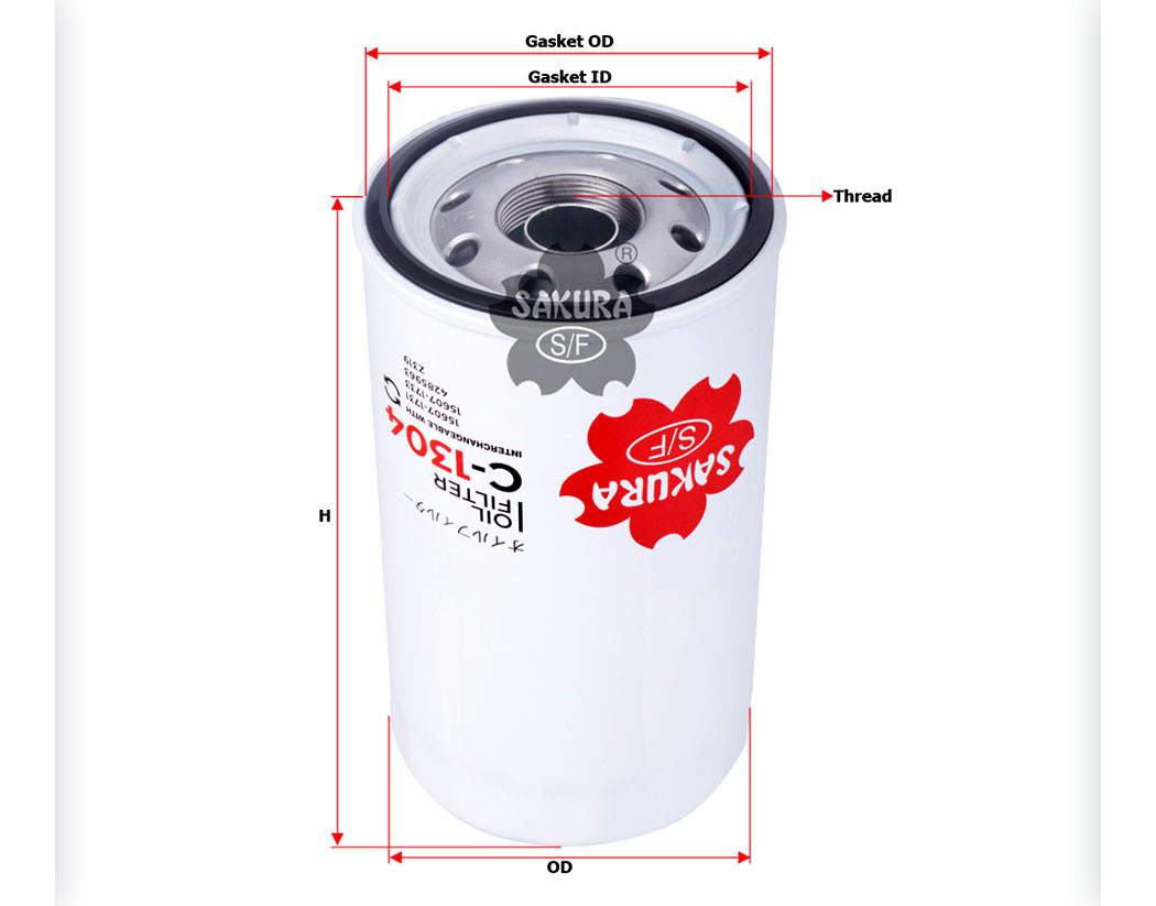 Sakura Spin-on Oil Filter C-1304 Cross Ref: 15607-1731 - Western Filters