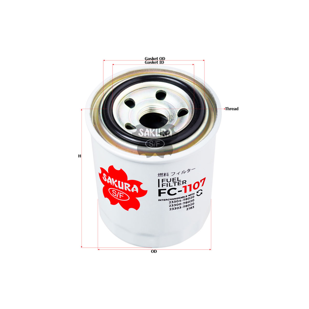 Sakura Spin-On Fuel Filter FC-1107 Cross Ref: 23303-78020 - Western Filters