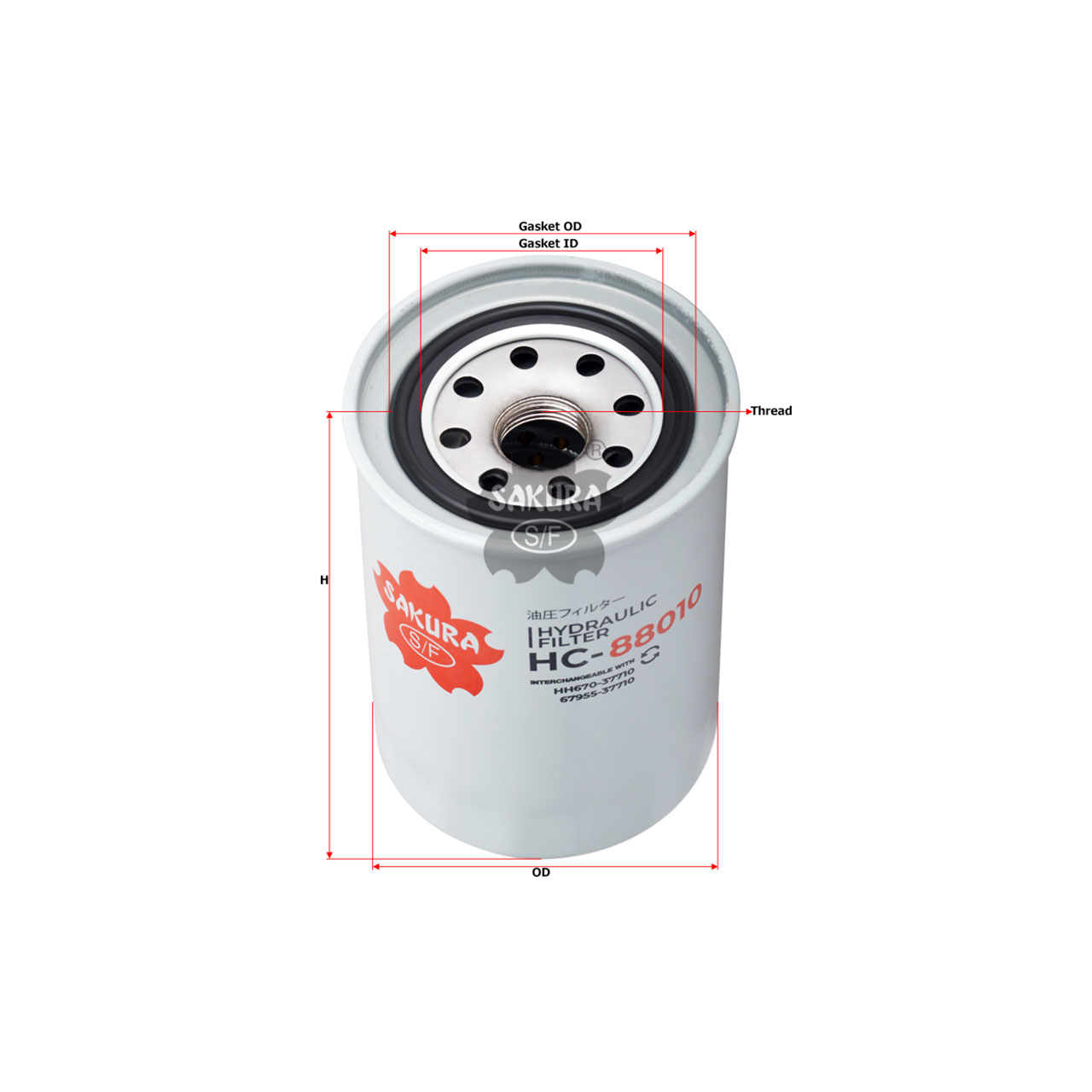 Sakura Hydraulic Filter HC-88010 Cross Ref: 67955-37710 - Western Filters