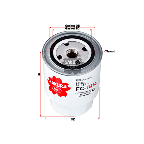Sakura Spin-On Fuel Filter FC-1814 Cross Ref: 16403-7F401 - Western Filters