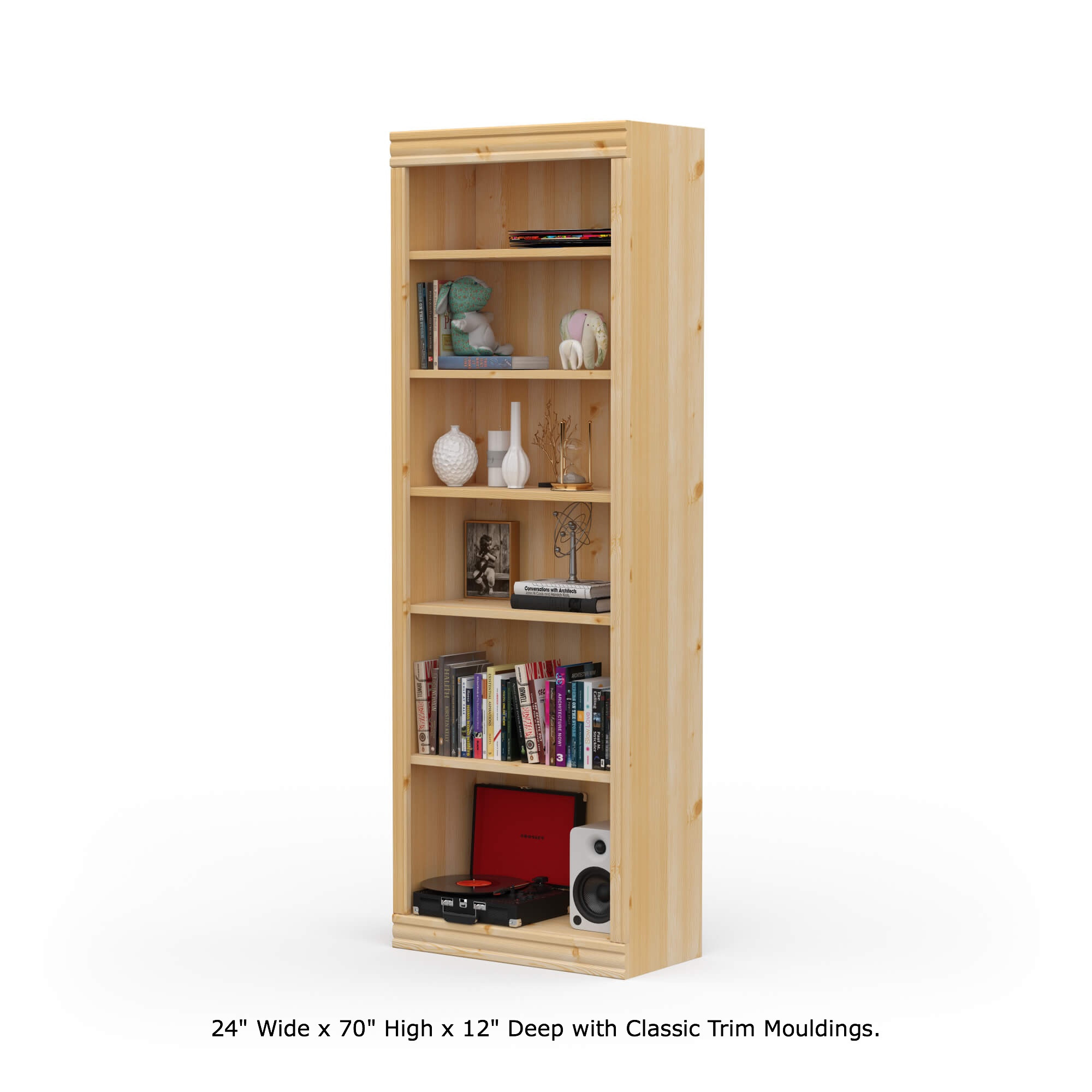 Real Wood Bookcase 70" High x 12" Deep