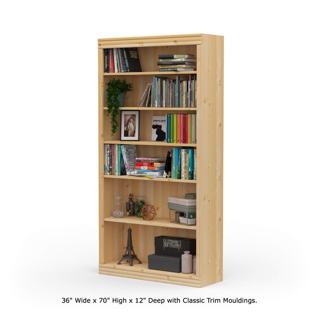 Real Wood Bookcase 70" High x 12" Deep