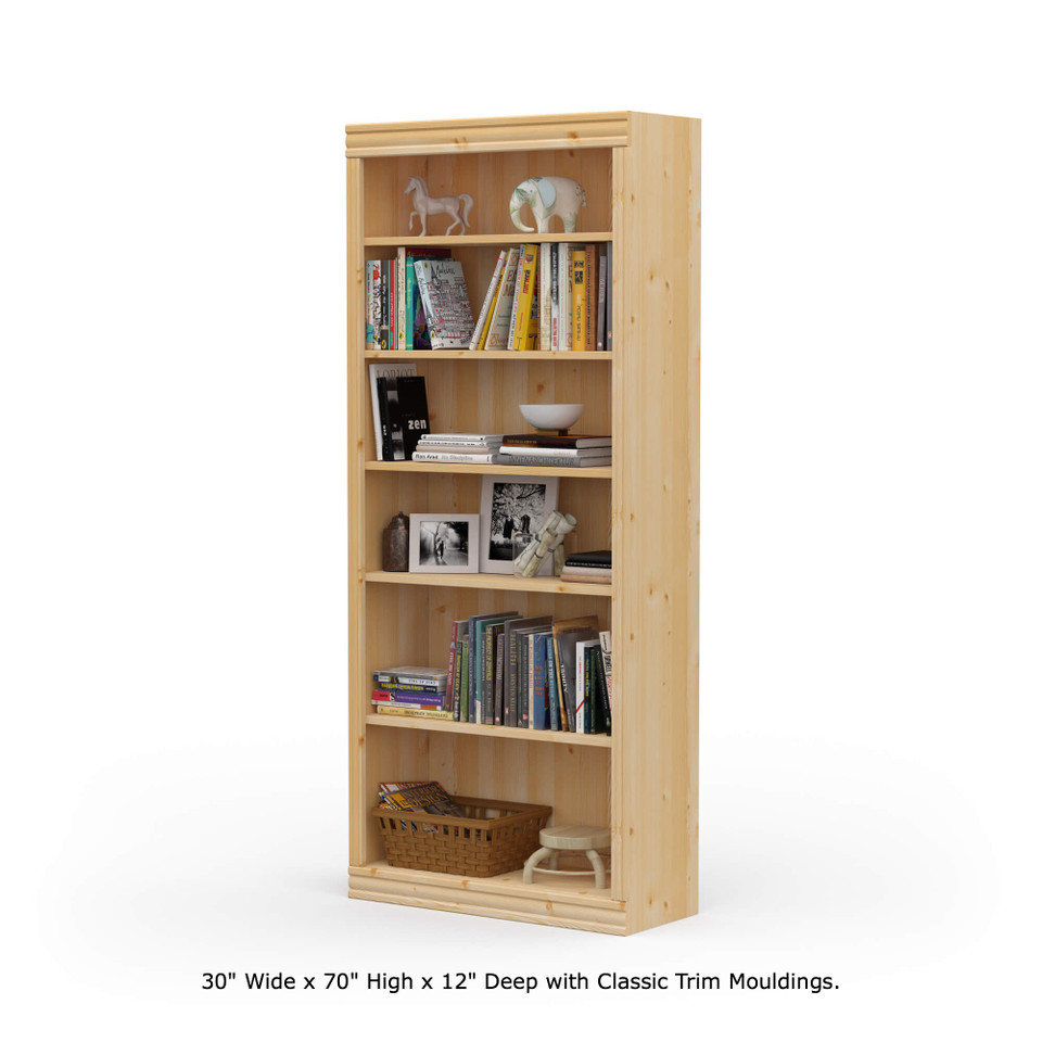 Real Wood Bookcase 70" High x 12" Deep