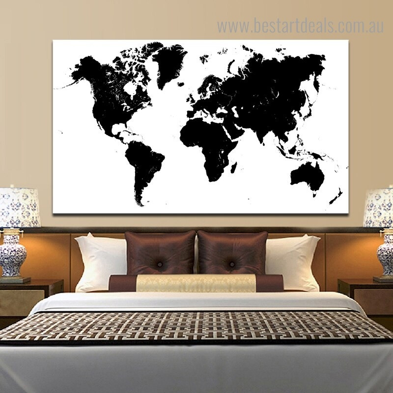 Buy Ink Map Canvas Print Wall Art Decor.
