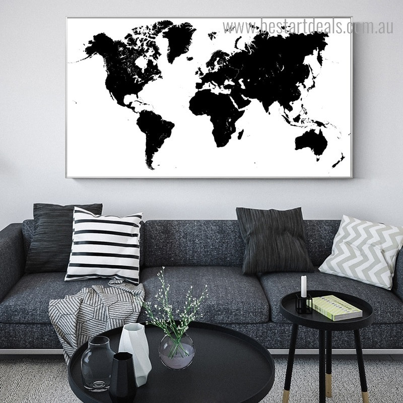 Buy Ink Map Canvas Print Wall Art Decor.