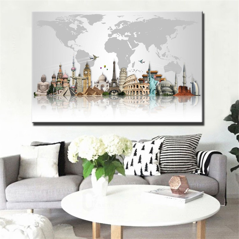 Buy World Famous Buildings Canvas Print Wall Art Decor.