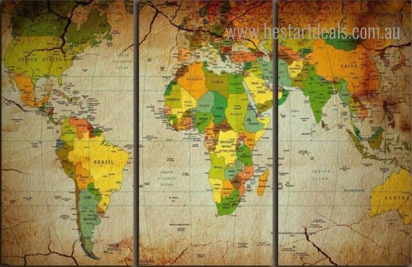 Buy Global Map Canvas Print Wall Art Decor.
