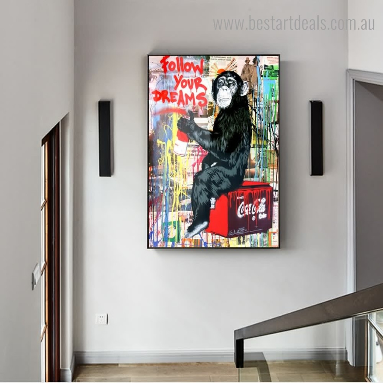 Buy Monkey Painter Canvas Print Wall Art Decor.