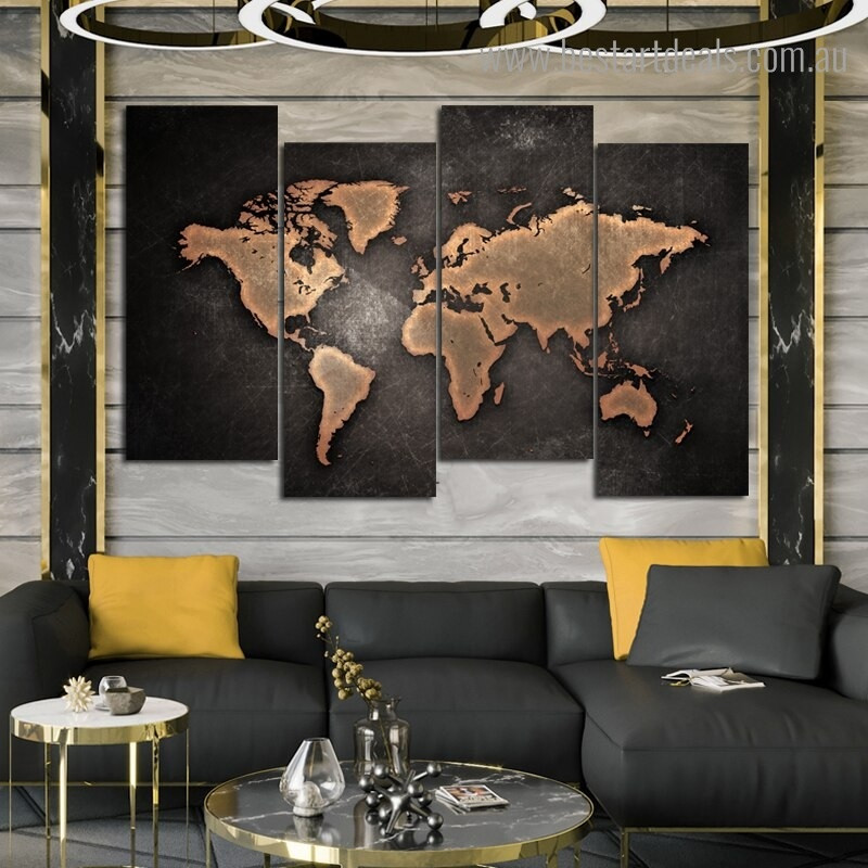 Buy Dark Map Canvas Print Wall Art Decor.