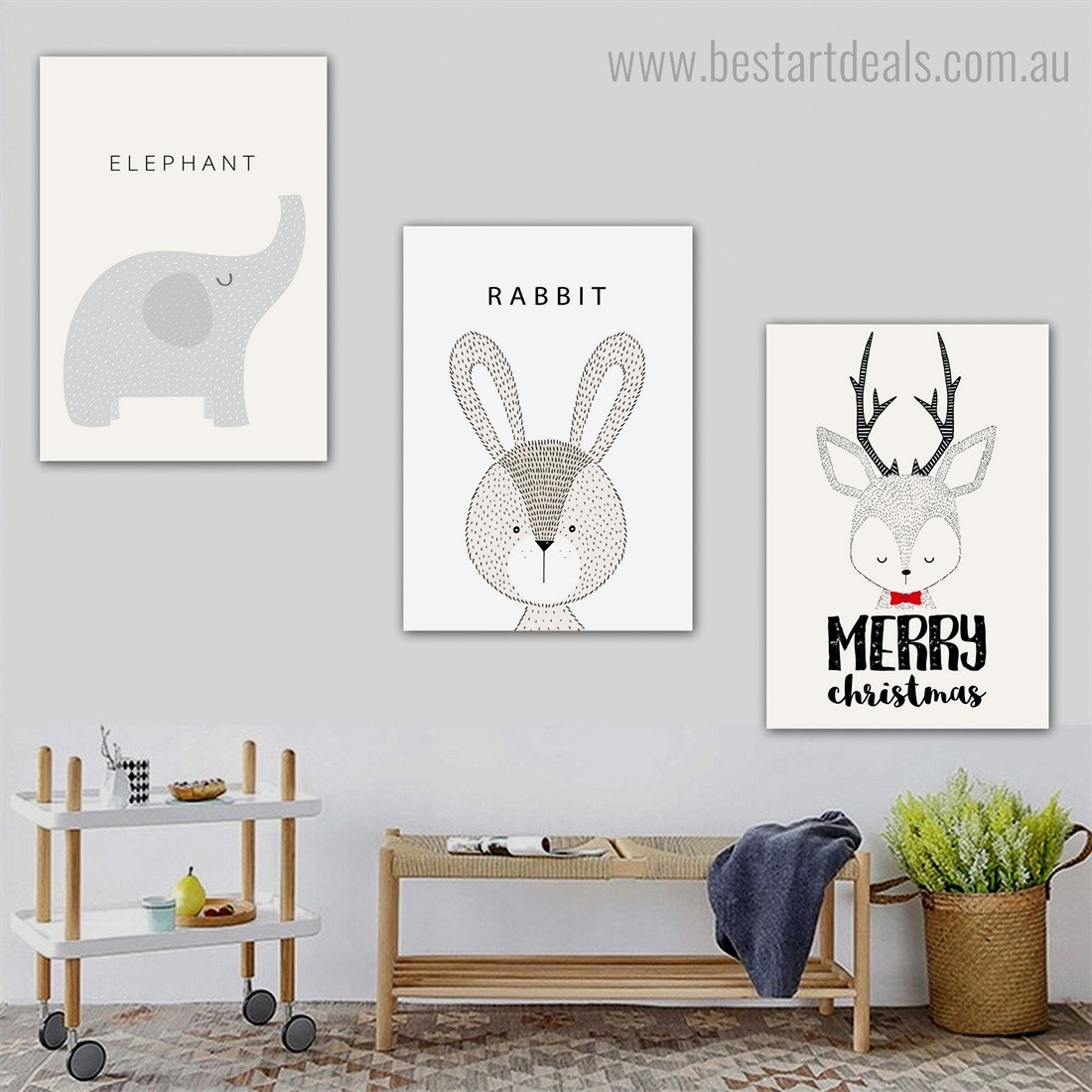 Buy Deer Rabbit Canvas Print Wall Art Decor.