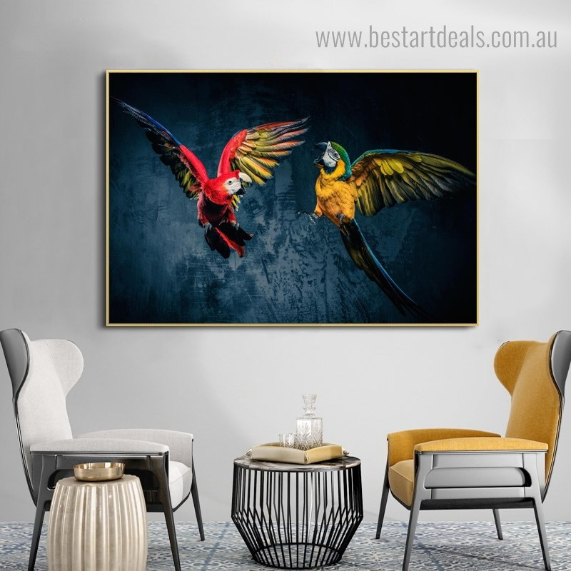 Buy Macaw Parrots Canvas Print Wall Art Decor.