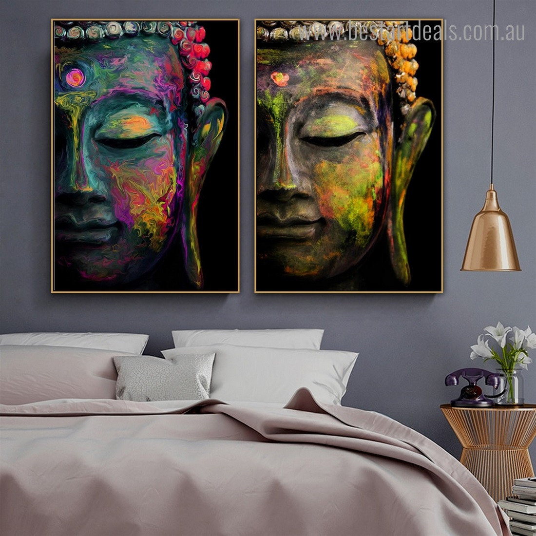 Buy Half Buddha Faces Canvas Print Wall Art Decor.