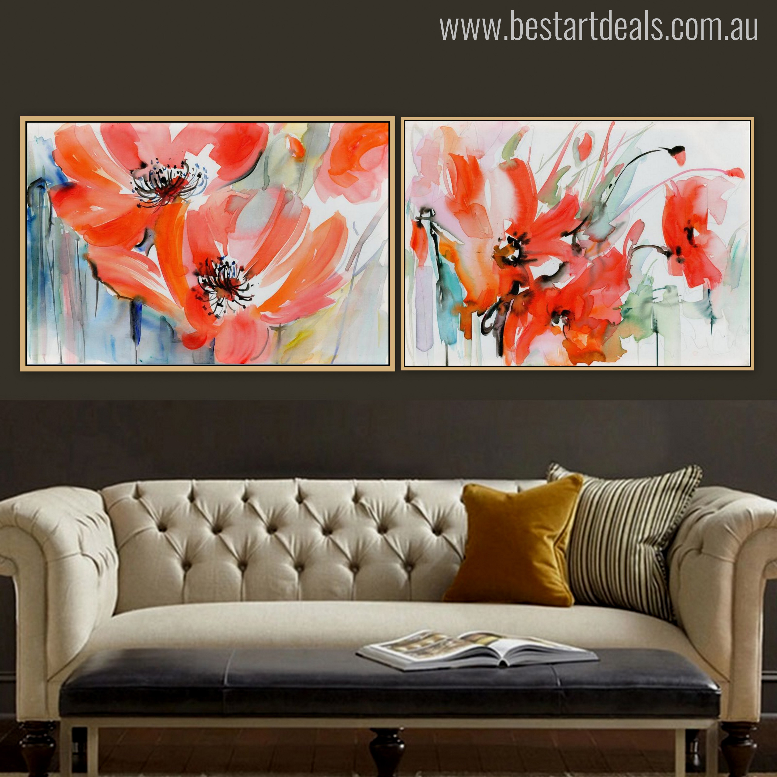 Buy Red Poppy Canvas Print Wall Art Decor.
