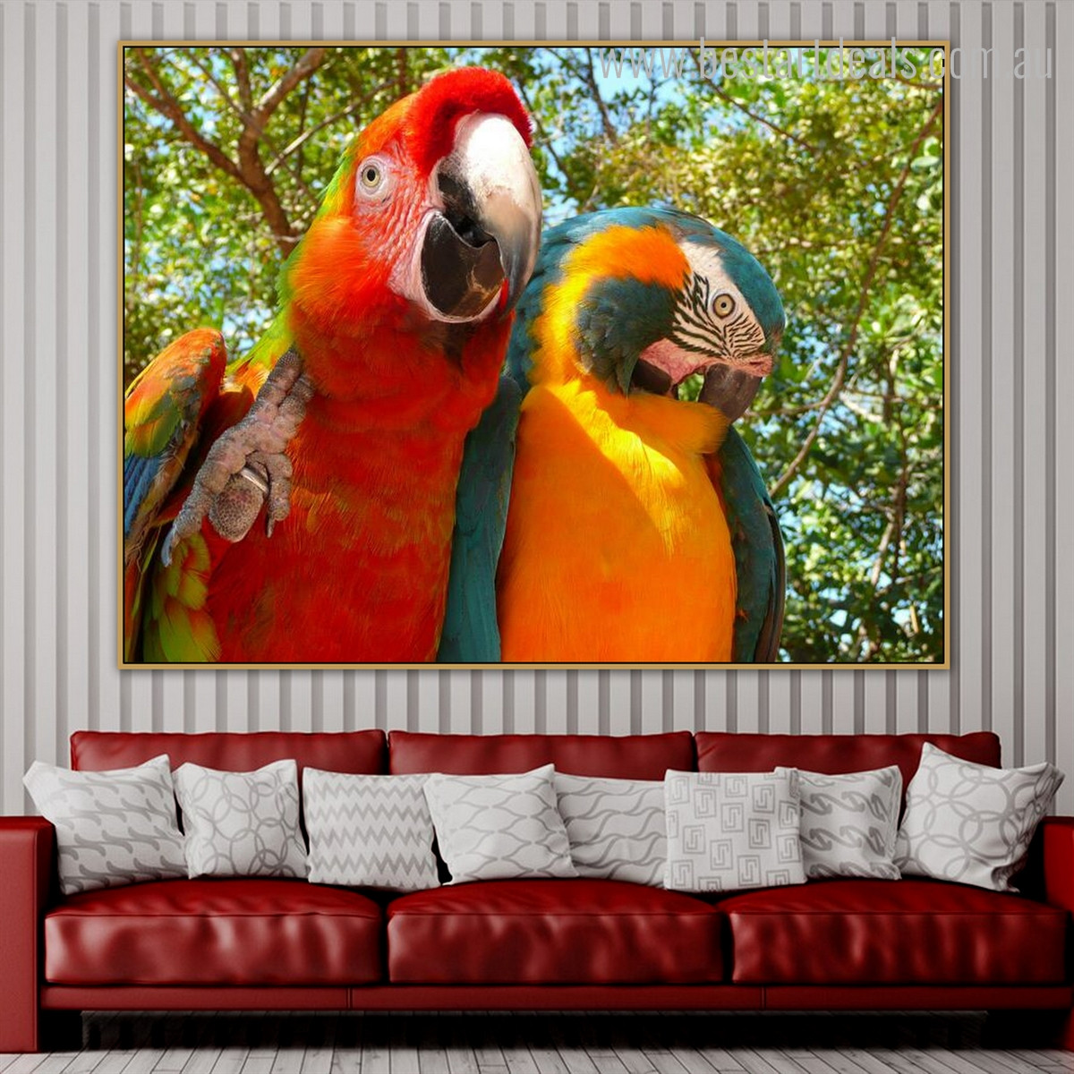 Buy Macaw Parrots Canvas Print Wall Art Decor.