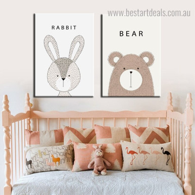 Buy Bear Rabbit Canvas Print Wall Art Decor.