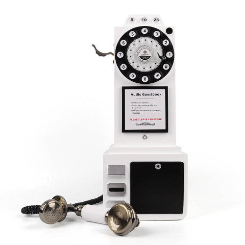 WHITE PAYPHONE STYLE AUDIO GUEST BOOK PHONE | AUDIO GUEST BOOK