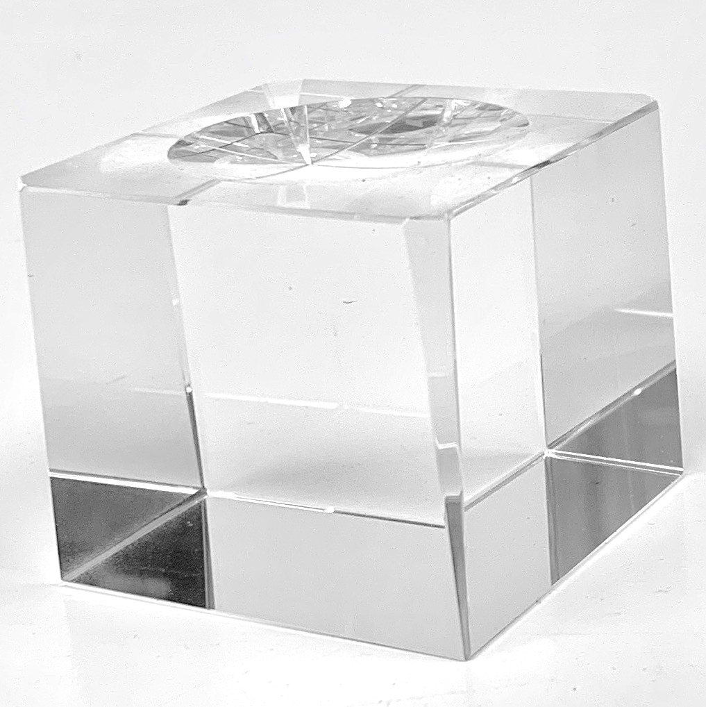 Large 2" Clear Crystal Glass Base with Divot (Sphere Display) - Paykoc ...