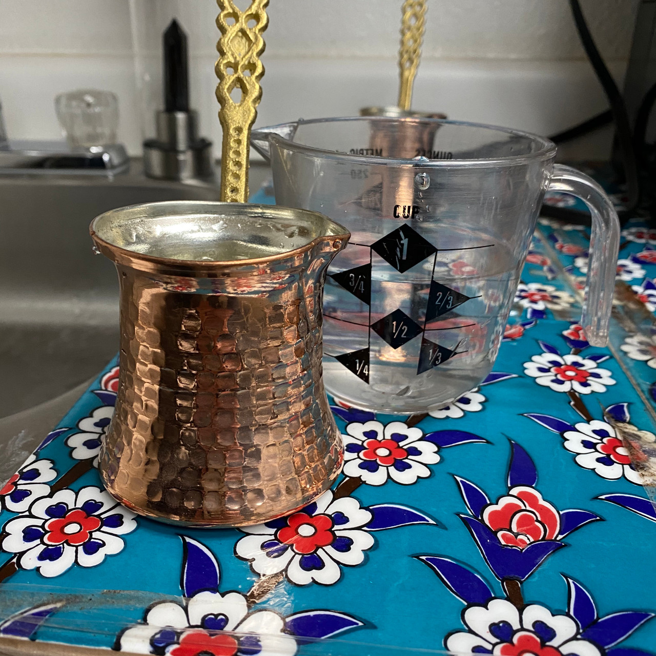 Turkish Coffee Pot Cezve Copper with Nickle Lining 3/4 Cup - Paykoc ...