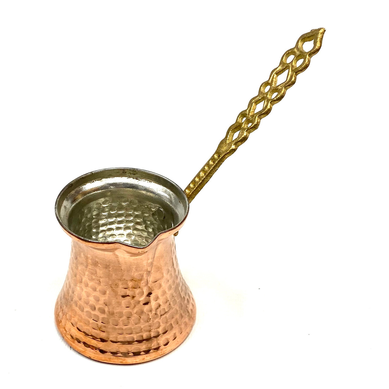 Turkish Coffee Pot Cezve Copper with Nickle Lining 1 Cup - Paykoc ...