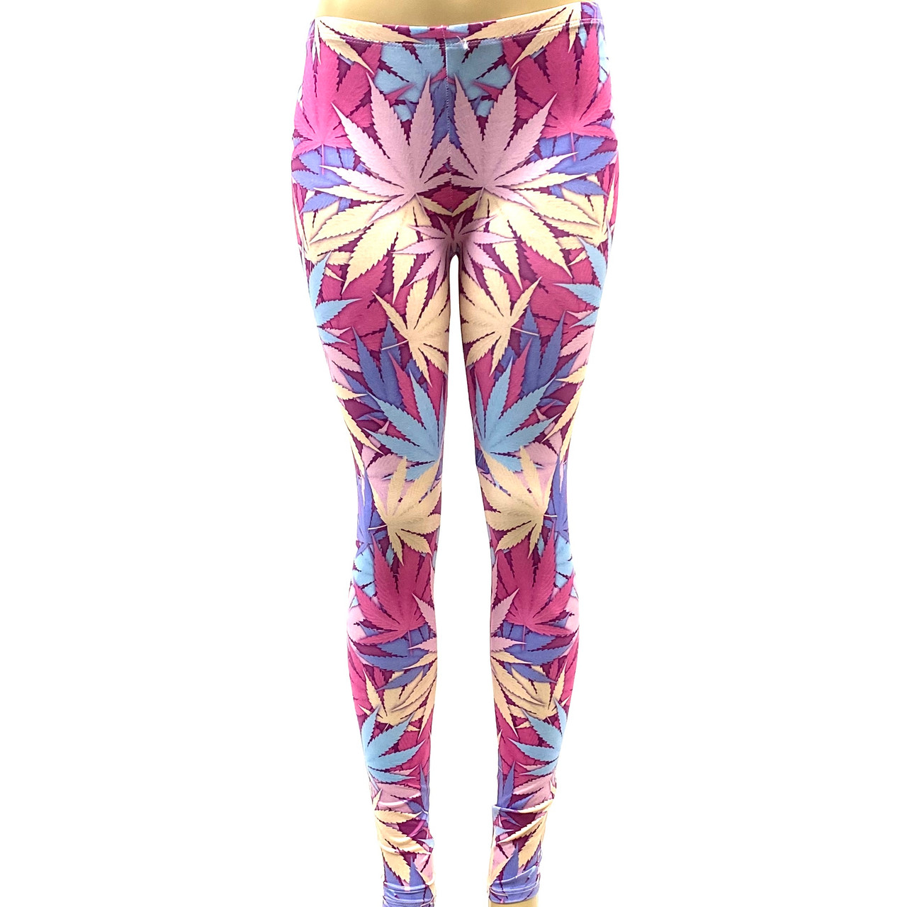 Pink Pot Leaf Marijuana Weed Pants Leggings One Size Fits Most - Paykoc ...