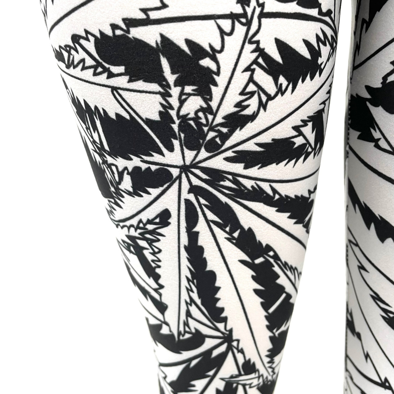 Black and White Pot Weed Leaf Pants Leggings One Size Fits Most ...