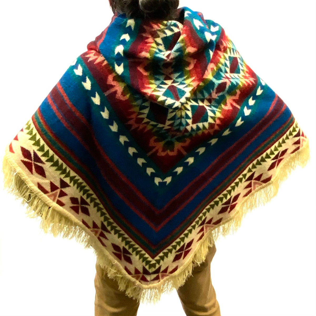 Square Native Ecuador Poncho with Hood 1 Count Assorted - Paykoc ...