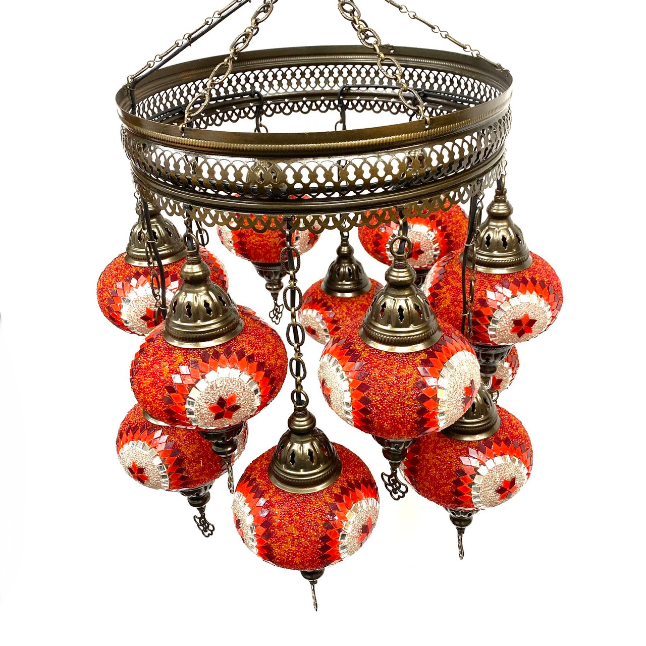 Large B3 Shade Twelve Shade Mosaic Chandelier - Paykoc Imports, Inc.