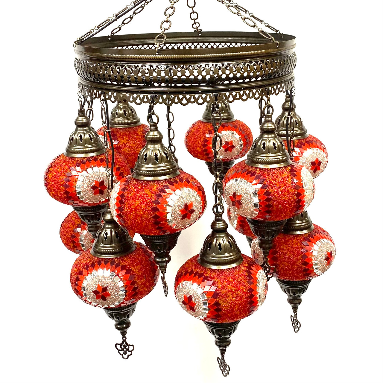 Large B3 Shade Twelve Shade Mosaic Chandelier - Paykoc Imports, Inc.